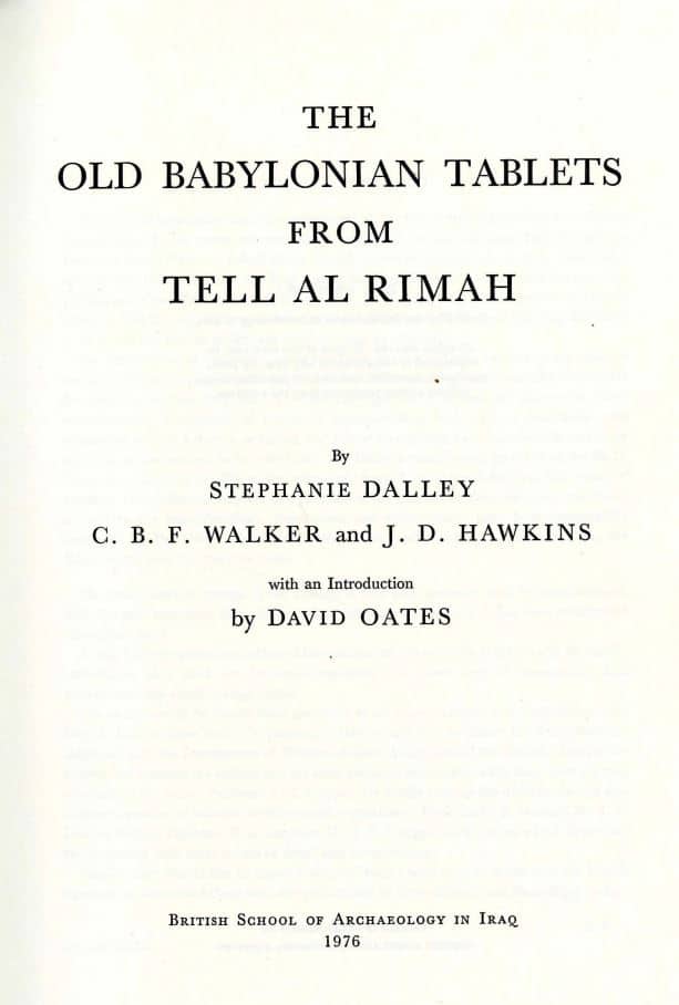 The Old Babylonian Tablets from Tell al Rimah - The British Institute ...